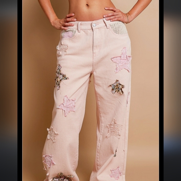 POL | Pants & Jumpsuits | Pm Pol Patchwork Pants In Soft Pink | Poshmark